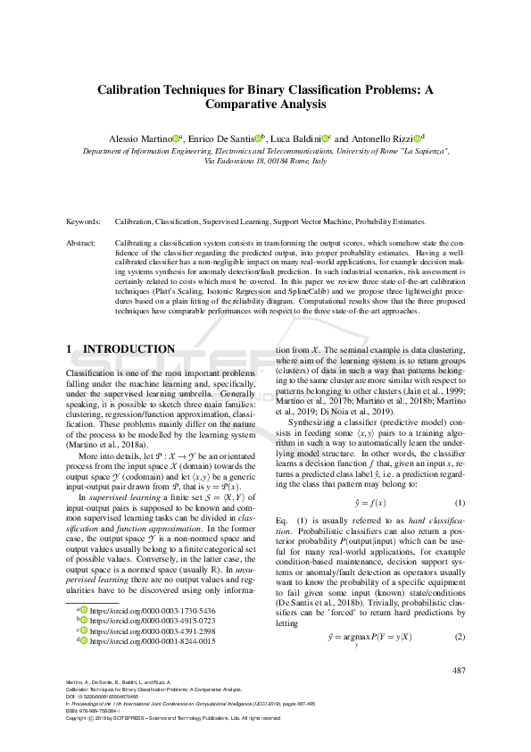 Pdf Calibration Techniques For Binary Classification Problems A