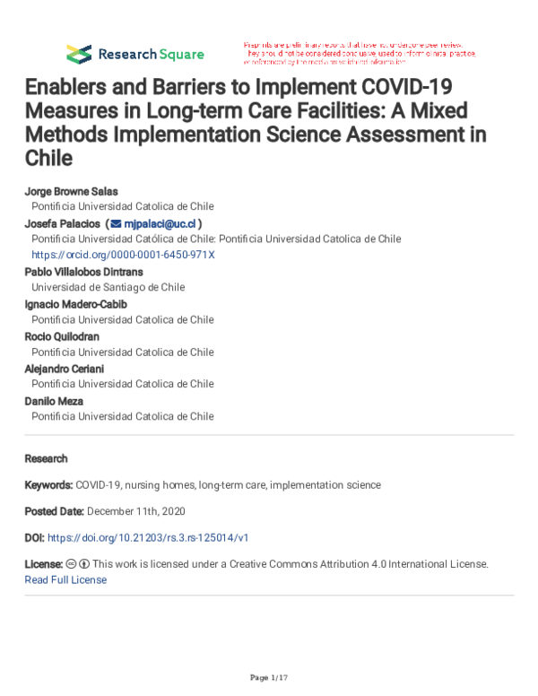 (PDF) Enablers and Barriers to Implement COVID-19 Measures in Long-Term ...