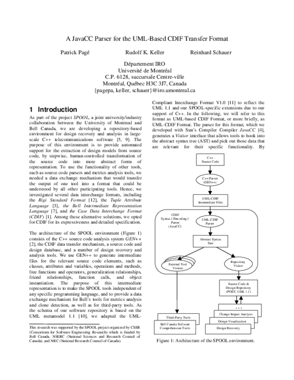 (PDF) A JavaCC Parser for the UML-Based CDIF Transfer Format
