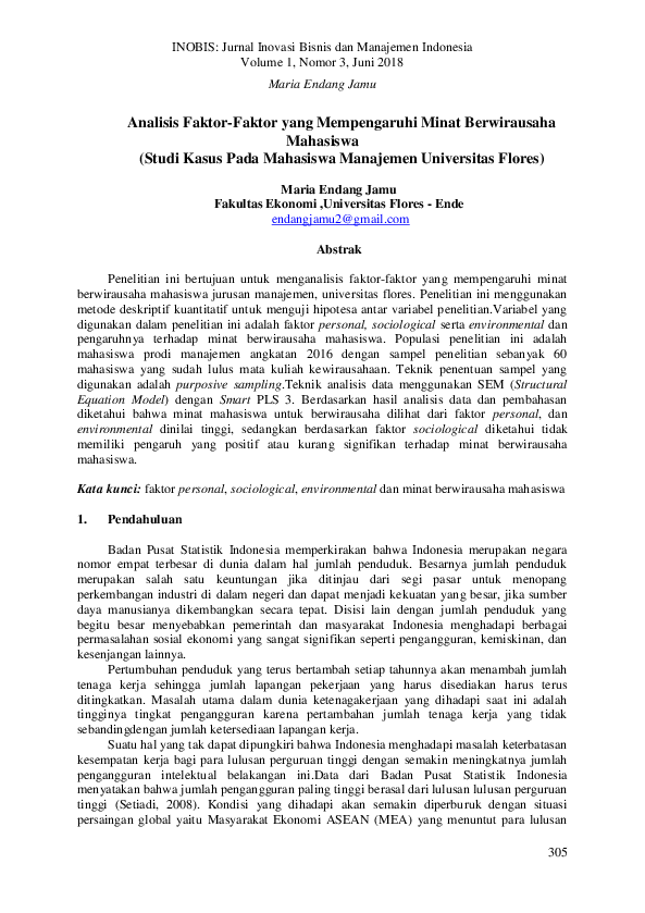 (PDF) Analisis Faktor-Faktor Yang Mempengaruhi Minat Berwirausaha Mahasiswa (Studi Kasus Pada ...