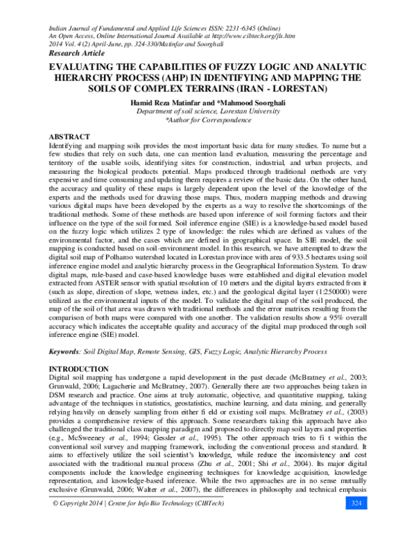 Pdf Evaluating The Capabilities Of Fuzzy Logic And Analytic Hierarchy Process Ahp In