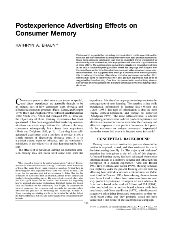 (PDF) Postexperience Advertising Effects on Consumer Memory