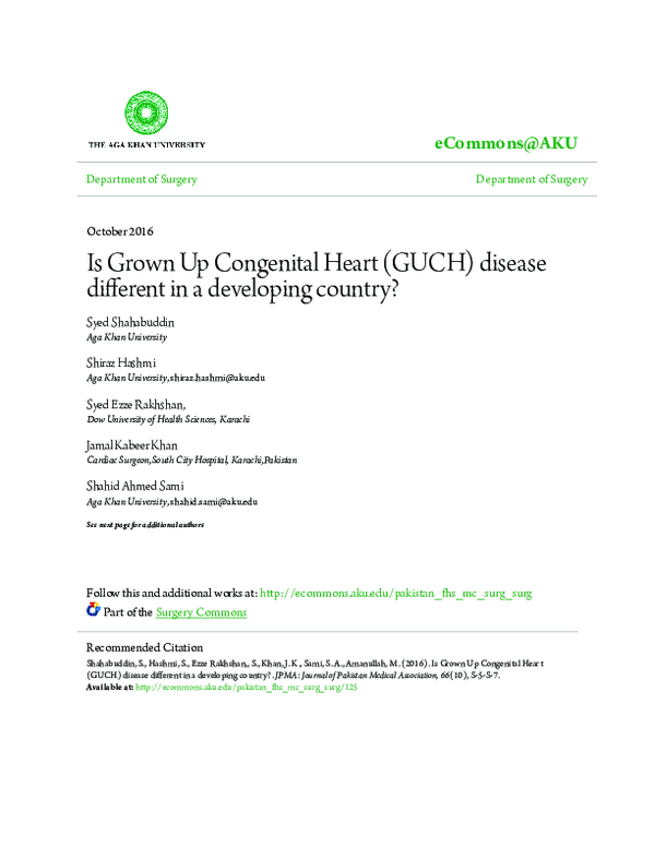 (PDF) Is Grown Up Congenital Heart (GUCH) disease different in a ...