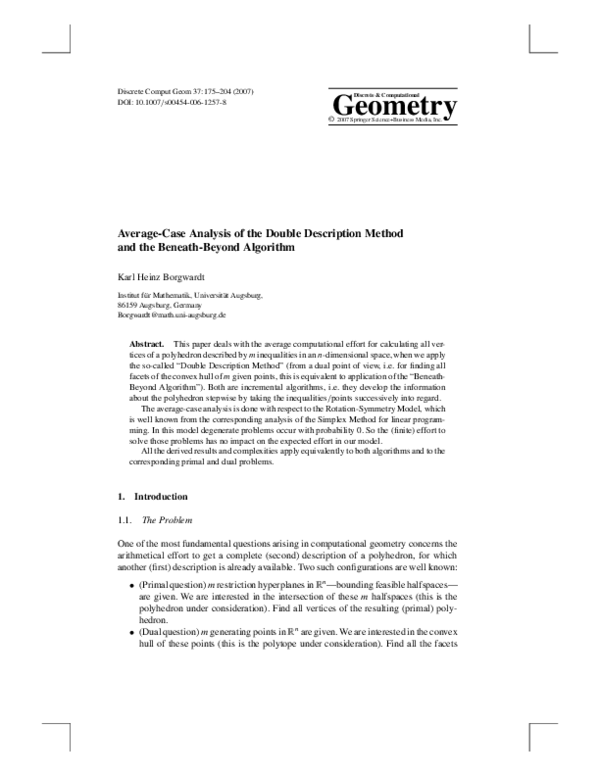 (PDF) Average-Case Analysis of the Double Description Method and the ...