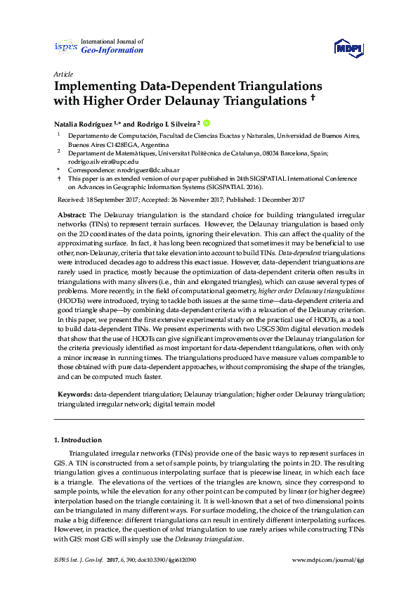 (PDF) Implementing Data-Dependent Triangulations with Higher Order Delaunay Triangulations