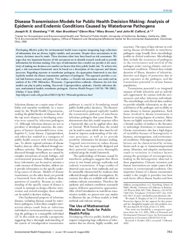 (PDF) Disease Transmission Models for Public Health Decision Making ...