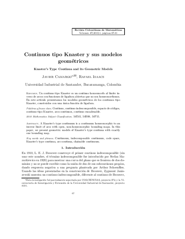 (PDF) Continuos tipo Knaster y sus modelos geométricos