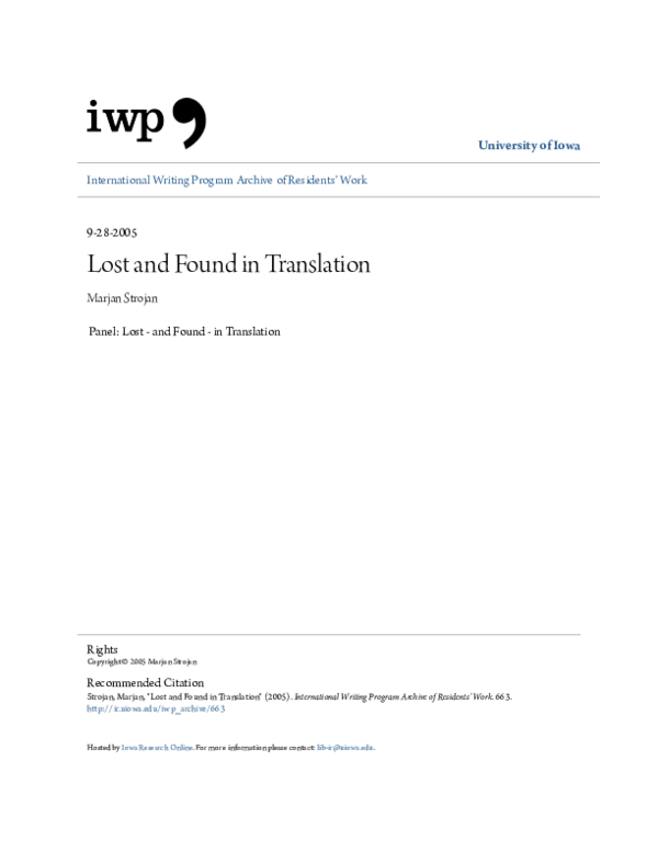 (PDF) University of Iowa International Writing Program Archive of ...