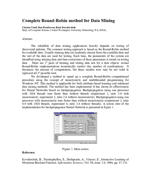 (PDF) Complete Round-Robin method for data mining