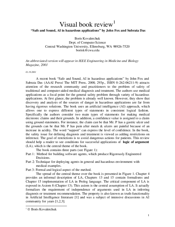 (PDF) Visual book review 1 “ Safe and Sound , AI in hazardous applications