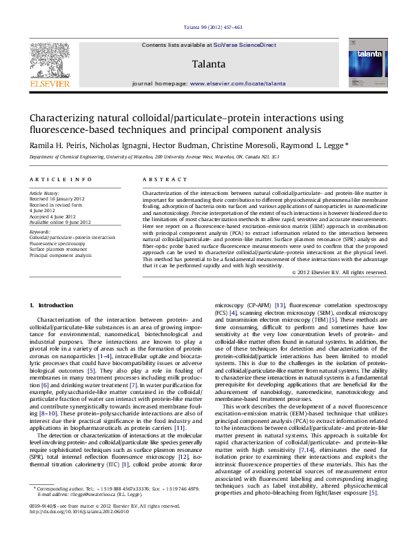 (PDF) Characterizing natural colloidal/particulate–protein interactions ...