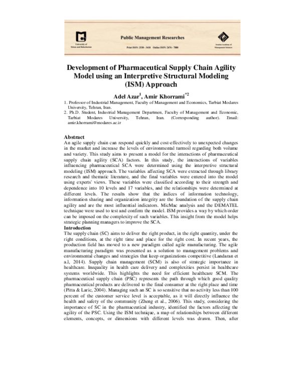 (PDF) Development of Pharmaceutical Supply Chain Agility Model using an Interpretive Structural ...
