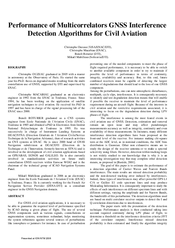 (PDF) Performance of multicorrelators GNSS interference detection ...