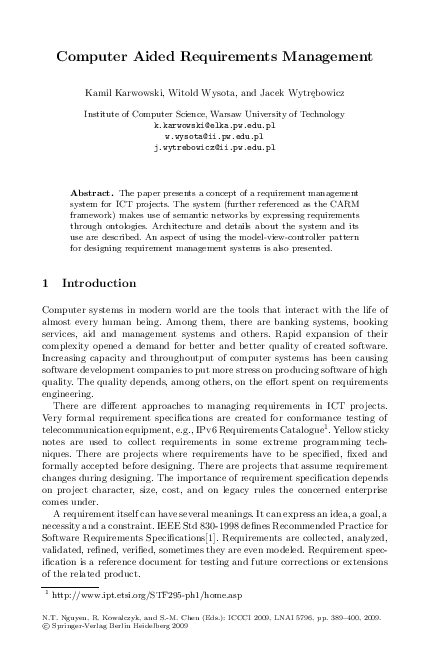 (PDF) Computer Aided Requirements Management
