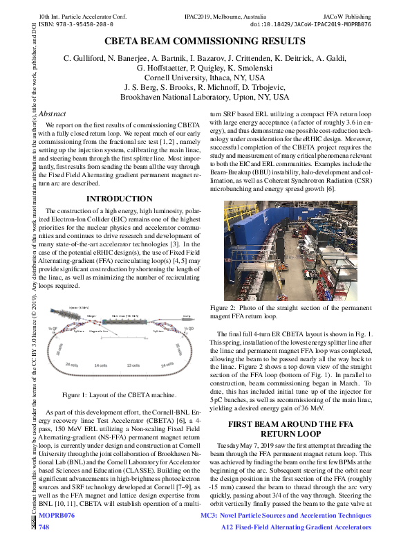 (PDF) CBETA Beam Commissioning Results