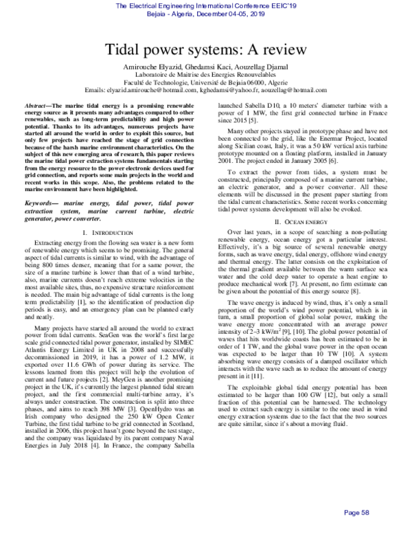 (PDF) Tidal power systems: A review