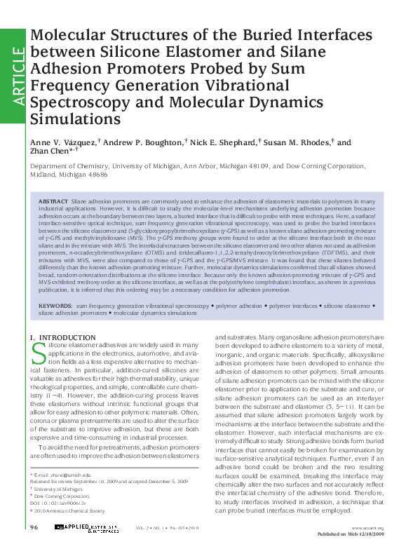 (PDF) Molecular Structures of the Buried Interfaces between Silicone ...