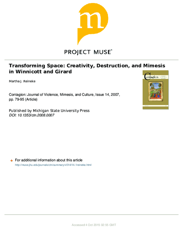 (PDF) Transforming Space: Creativity, Destruction, and Mimesis in ...