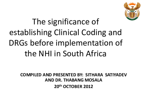 (PDF) The significance of establishing Clinical Coding and DRGs before ...
