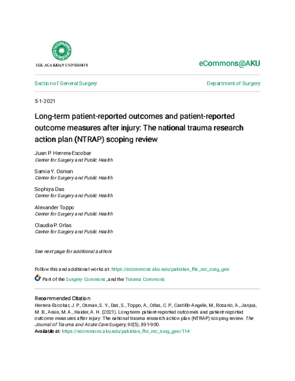 (PDF) Long-term patient-reported outcomes and patient-reported outcome ...