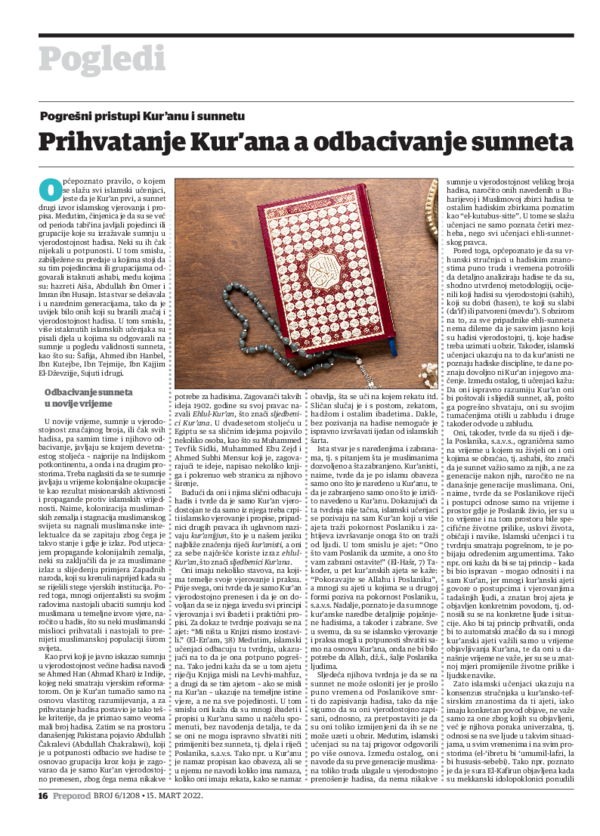 (PDF) Prihvatanje Kur'ana a odbacivanje sunneta