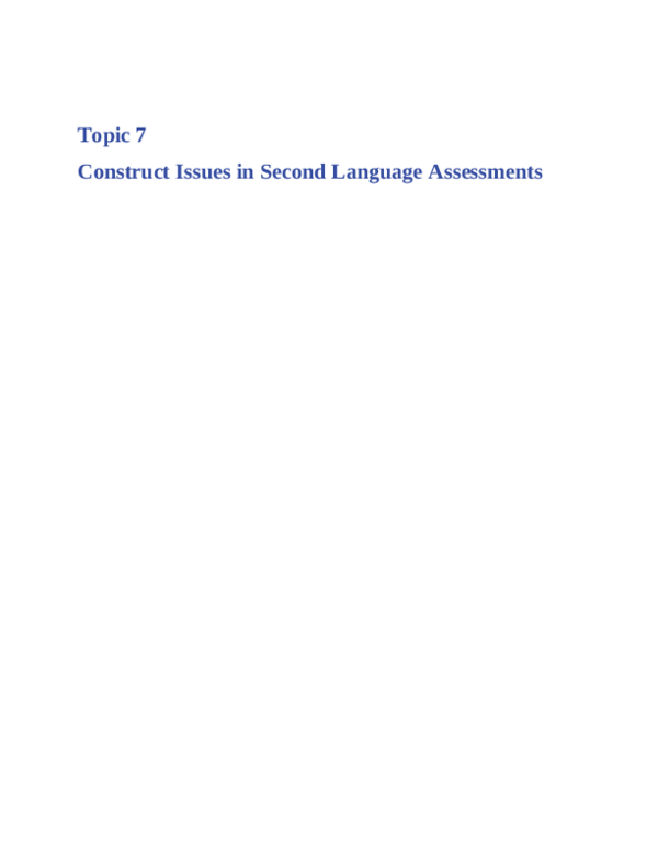 (PDF) Construct in assessments of spoken language