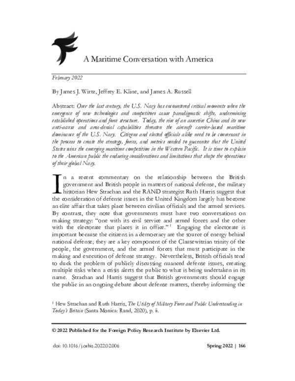 (PDF) A Maritime Conversation with America