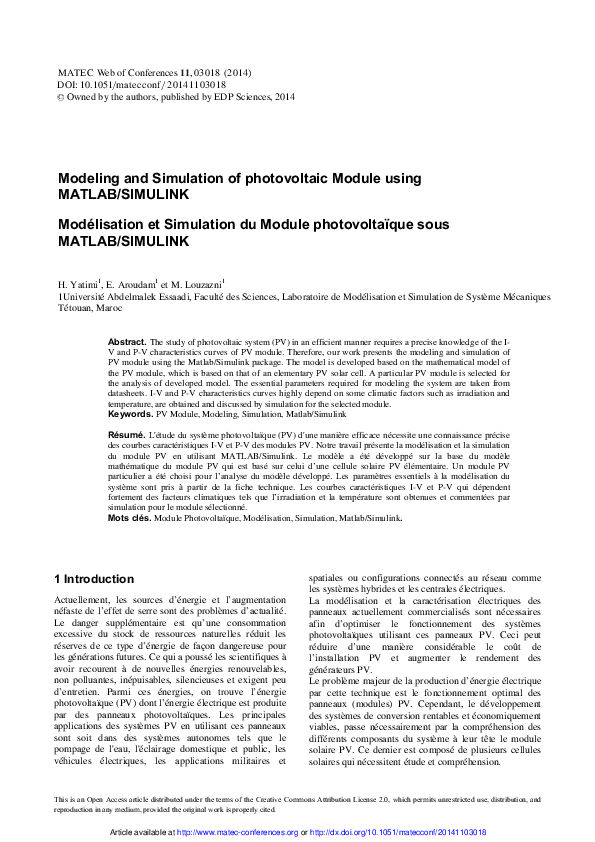 (PDF) Modeling And Simulation Of Photovoltaic Module With MPPT