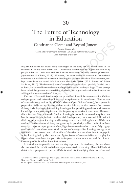 (PDF) The Future of Technology in Education
