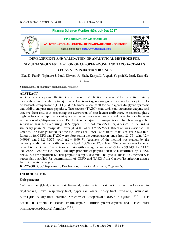 (PDF) Pharma Science Monitor 8(3), Jul-Sep 2017 DEVELOPMENT AND ...
