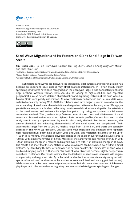 (PDF) Sand Wave Migration and its Factors on Giant Sand Ridge in Taiwan ...