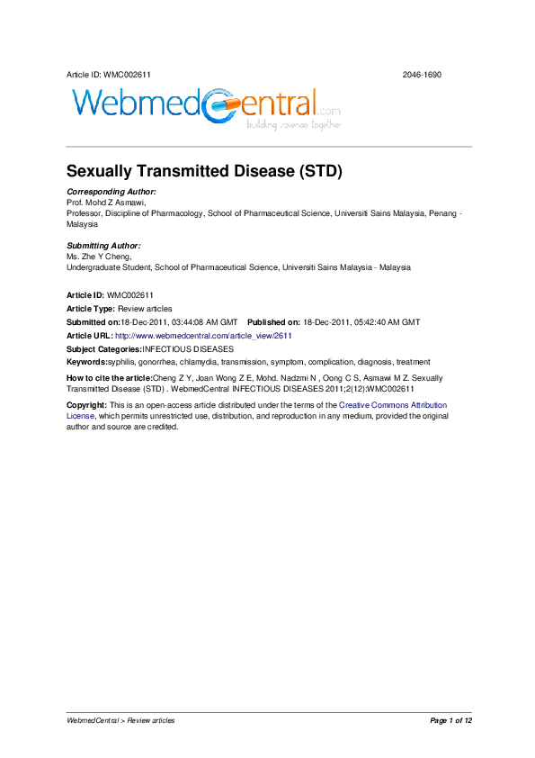 (PDF) Sexually Transmitted Disease (STD)