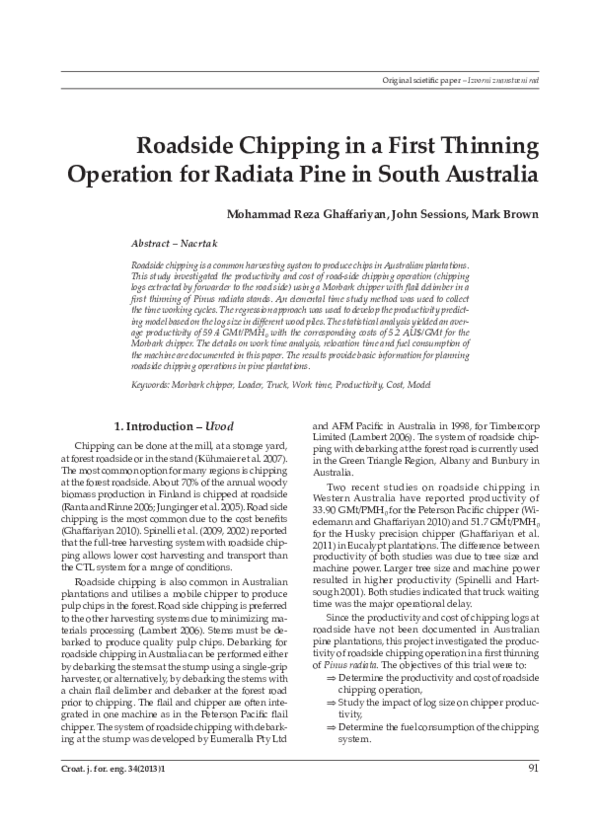 (PDF) Roadside Chipping in a First Thinning Operation for Radiata Pine ...