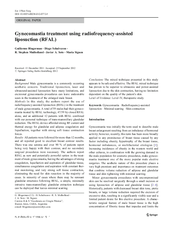 (PDF) Gynecomastia treatment using radiofrequency-assisted liposuction ...