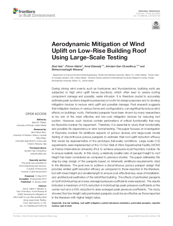 (PDF) Aerodynamic Mitigation of Wind Uplift on Low-Rise Building Roof ...
