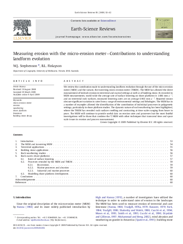 (PDF) Measuring erosion with the micro-erosion meter—Contributions to ...