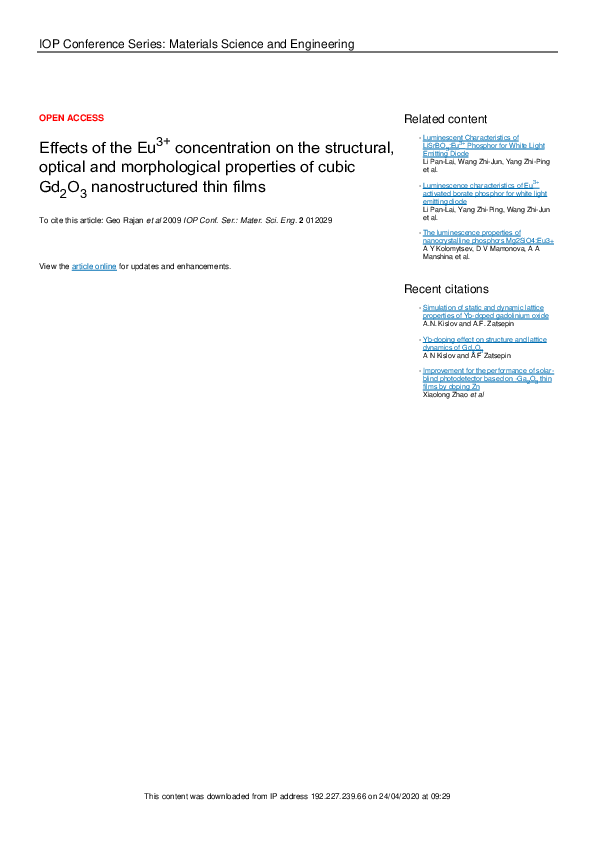 (PDF) Effects of the Eu3+ concentration on the structural, optical and morphological properties ...