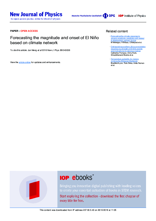 (PDF) Forecasting the magnitude and onset of El Niño based on climate network