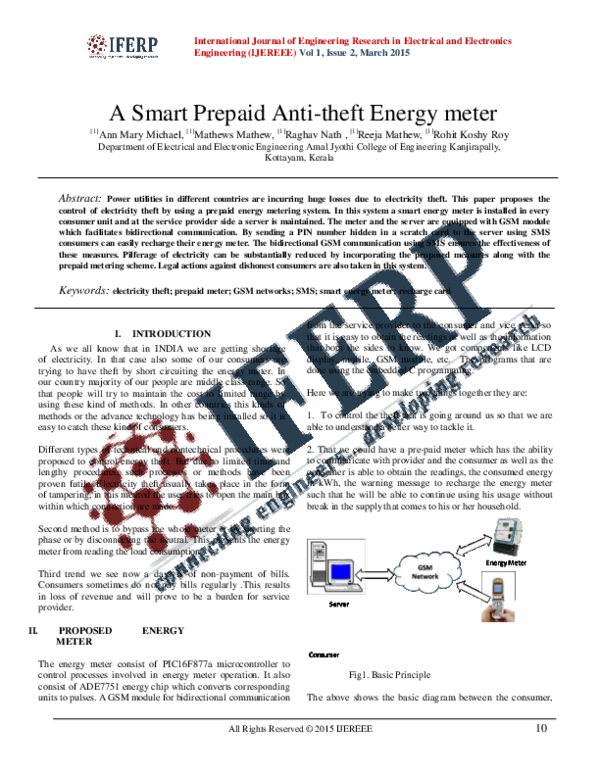 (PDF) A Smart Prepaid Anti-theft Energy meter | Reeja Mathew - Academia.edu