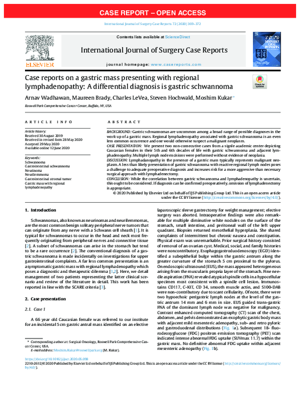(PDF) Case reports on a gastric mass presenting with regional ...