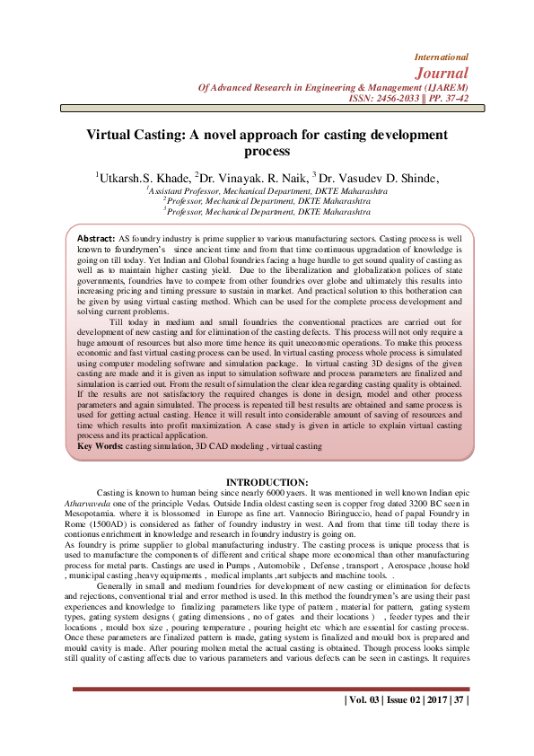 (PDF) Virtual Casting: A novel approach for casting development process ...