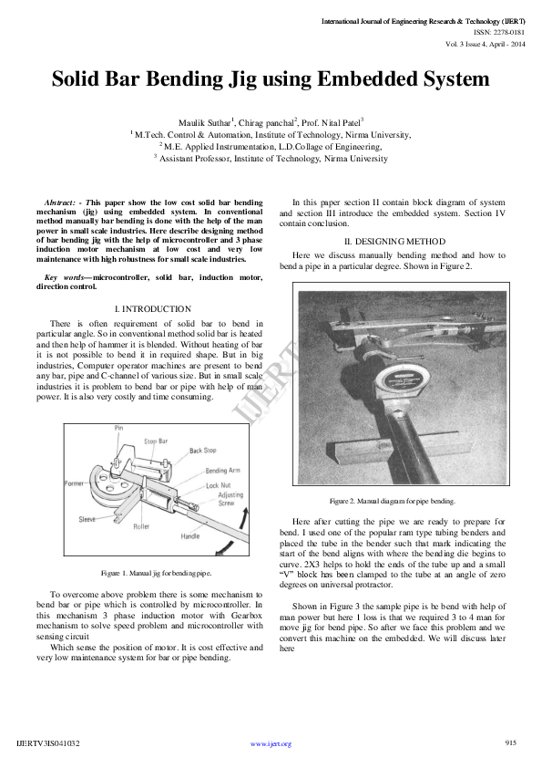 (PDF) Solid Bar Bending Jig using Embedded System