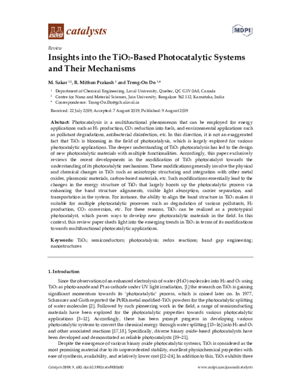 (PDF) Insights into the TiO2-Based Photocatalytic Systems and Their ...