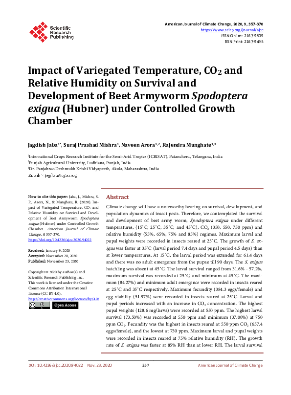 (PDF) Impact of Variegated Temperature, CO2 and Relative Humidity on Survival and Development of ...
