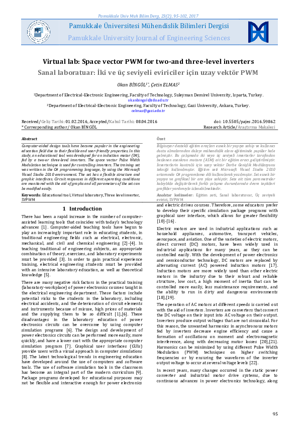 (PDF) Virtual lab: Space vector PWM for two-and three-level inverters