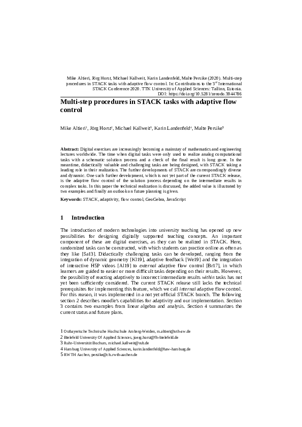 (PDF) Multi-step procedures in STACK tasks with adaptive flow control