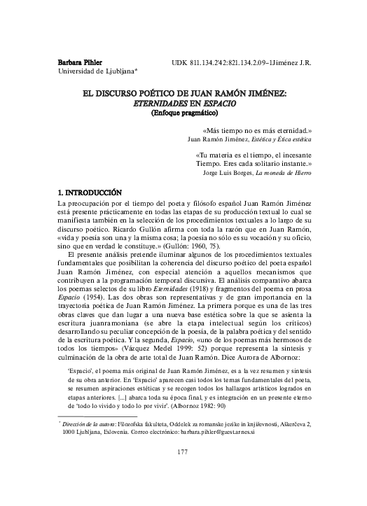 (PDF) El discurso poético de Juan Ramón Jiménez : eternidades en ...