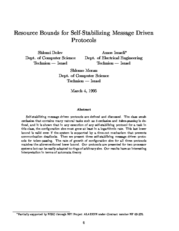 (PDF) Resource Bounds for Self-Stabilizing Message-Driven Protocols