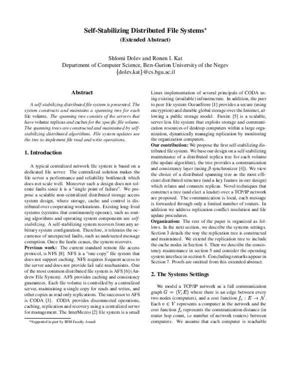 (PDF) Self-Stabilizing Distributed File Systems (Extended Abstract)