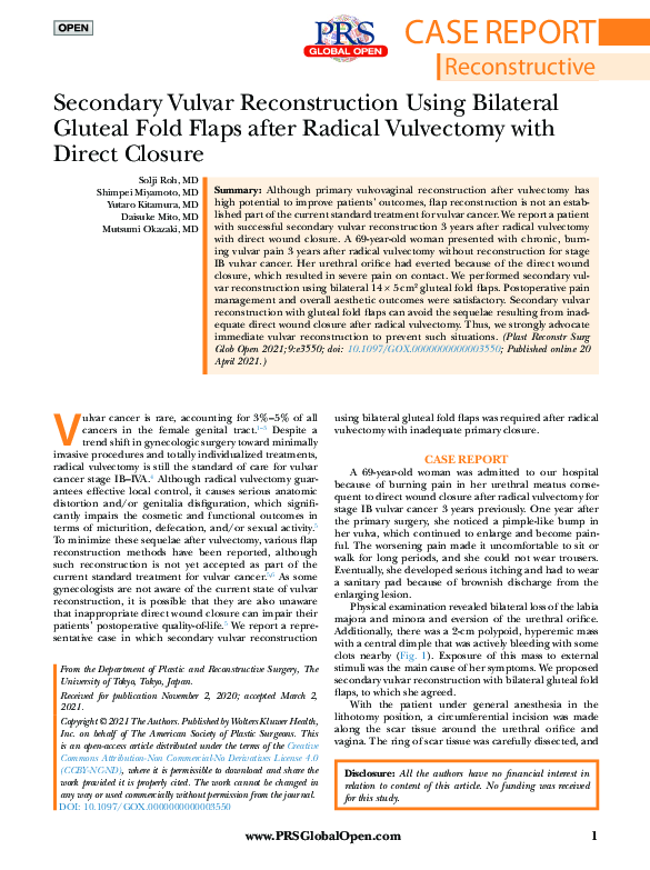 (PDF) Secondary Vulvar Reconstruction Using Bilateral Gluteal Fold ...